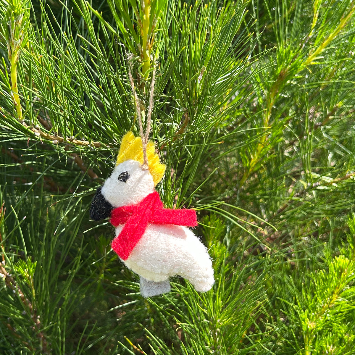 Christmas Cockatoo - Felt Tree Decoration - Sky Gypsies